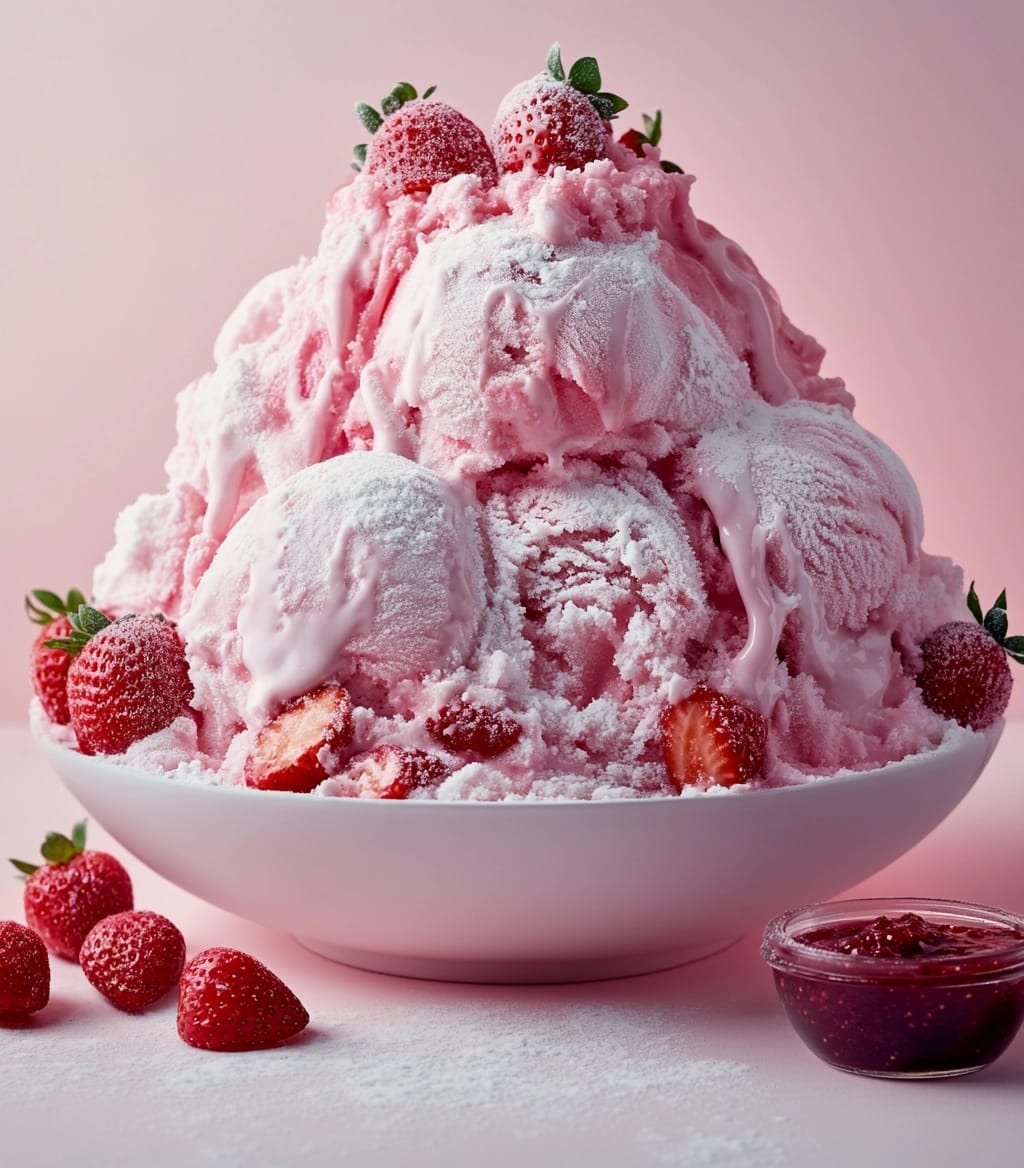 Strawberry Bingsu (Korean shaved ice) - Easy Recipes